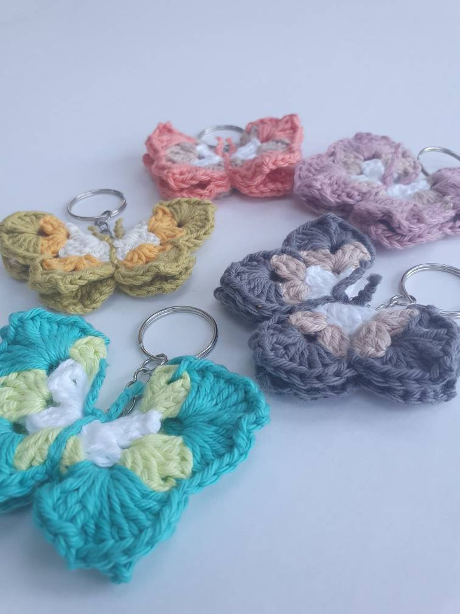 Crochet Butterfly Keyring Butterfly Keychain 100% Cotton - Etsy UK