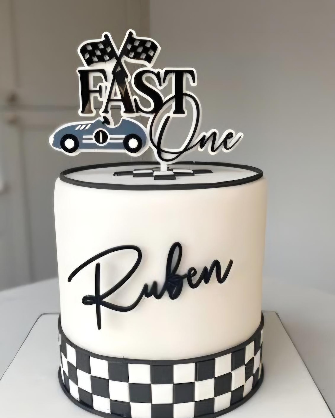 Acrylic Fast One Cake Topper, Personalised First Birthday Cake Topper ...