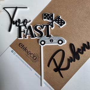 Acrylic Two Fast Cake Topper, Personalised Second Birthday Cake Topper ...