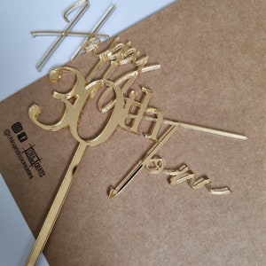 Acrylic Happy 30th Birthday Cake Topper, Personalised 30th Cake Topper ...