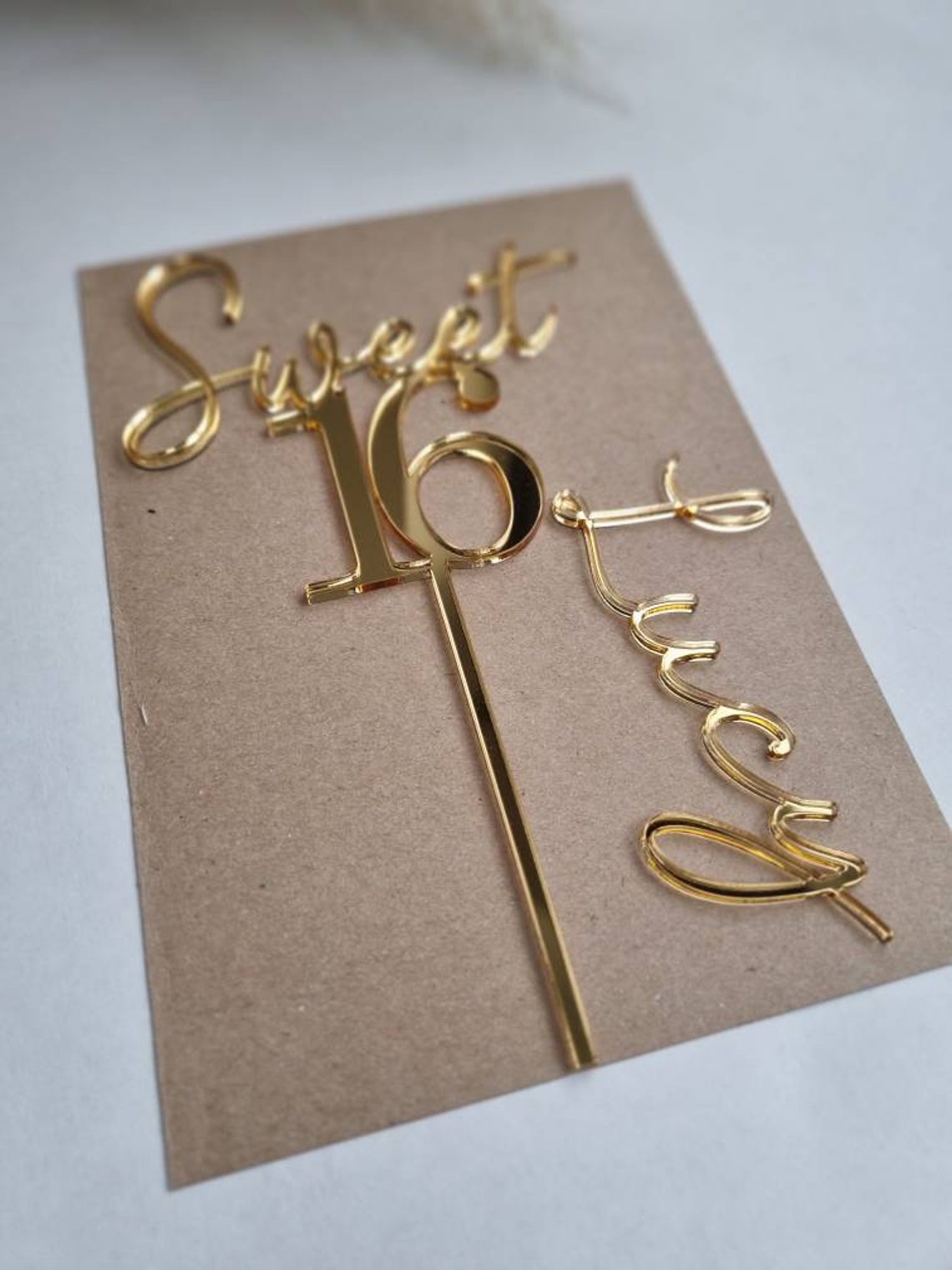 Sweet 16 Acrylic Cake Topper and Name Cake Charm Gold Mirror - Etsy UK