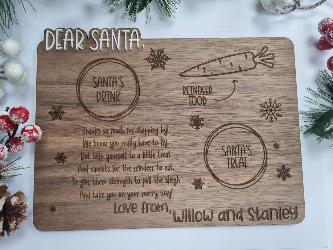 Personalised Santa Plate, Treats for Santa Board, Christmas Eve Plate ...