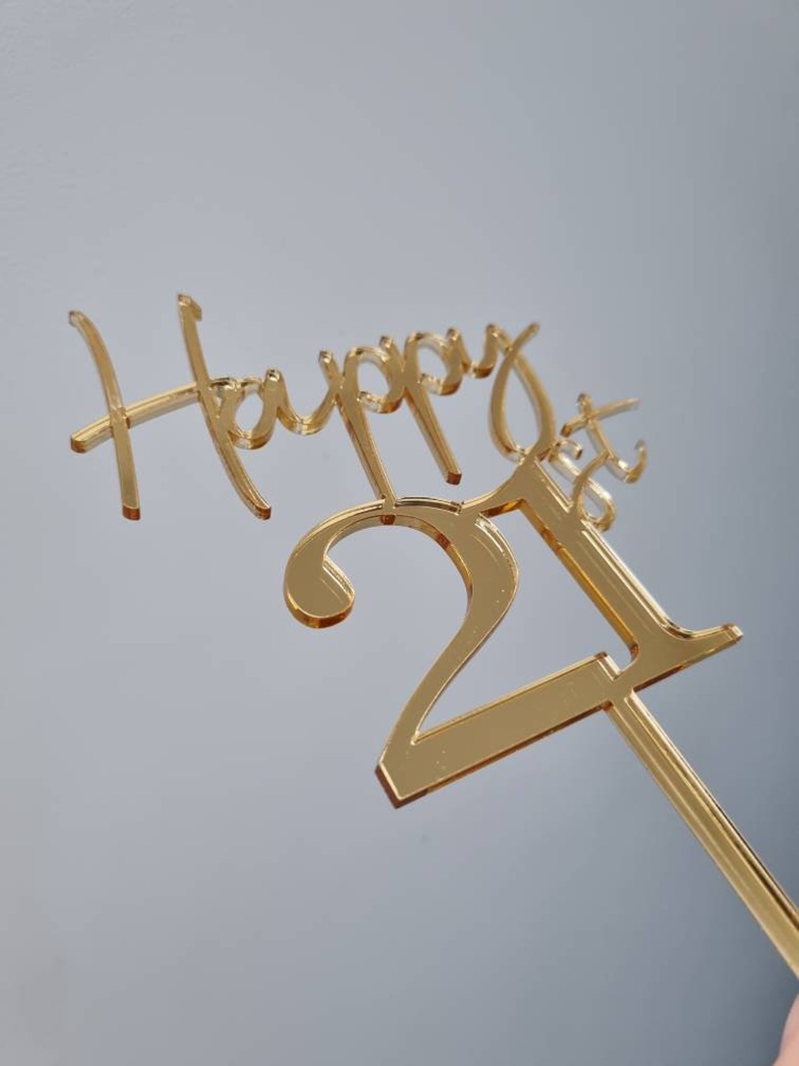 Acrylic Happy 21st Birthday Cake Topper and Name Cake Charm, Gold ...