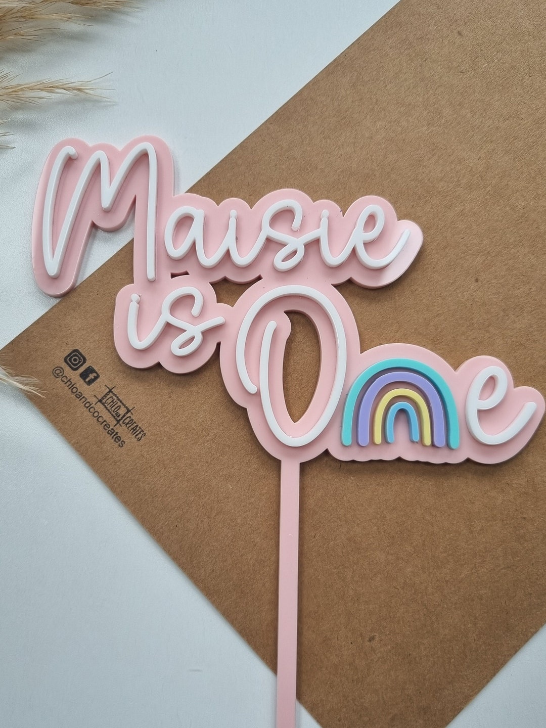Acrylic Rainbow Cake Topper, Personalised First Birthday Cake Topper ...