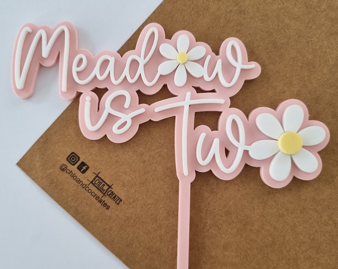 Acrylic Daisy Cake Topper, Personalised 2nd Birthday Cake Topper, is ...