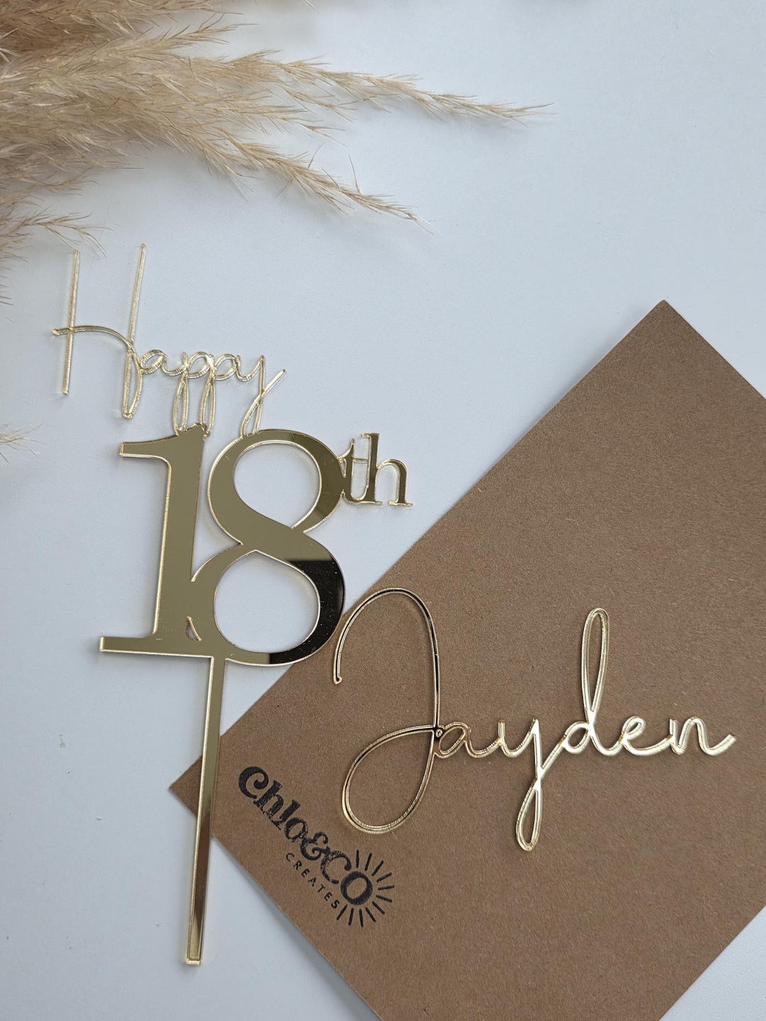Acrylic Happy 18th Birthday Cake Topper and Name Cake Charm, Gold ...