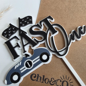 Acrylic Fast One Cake Topper, Personalised First Birthday Cake Topper ...