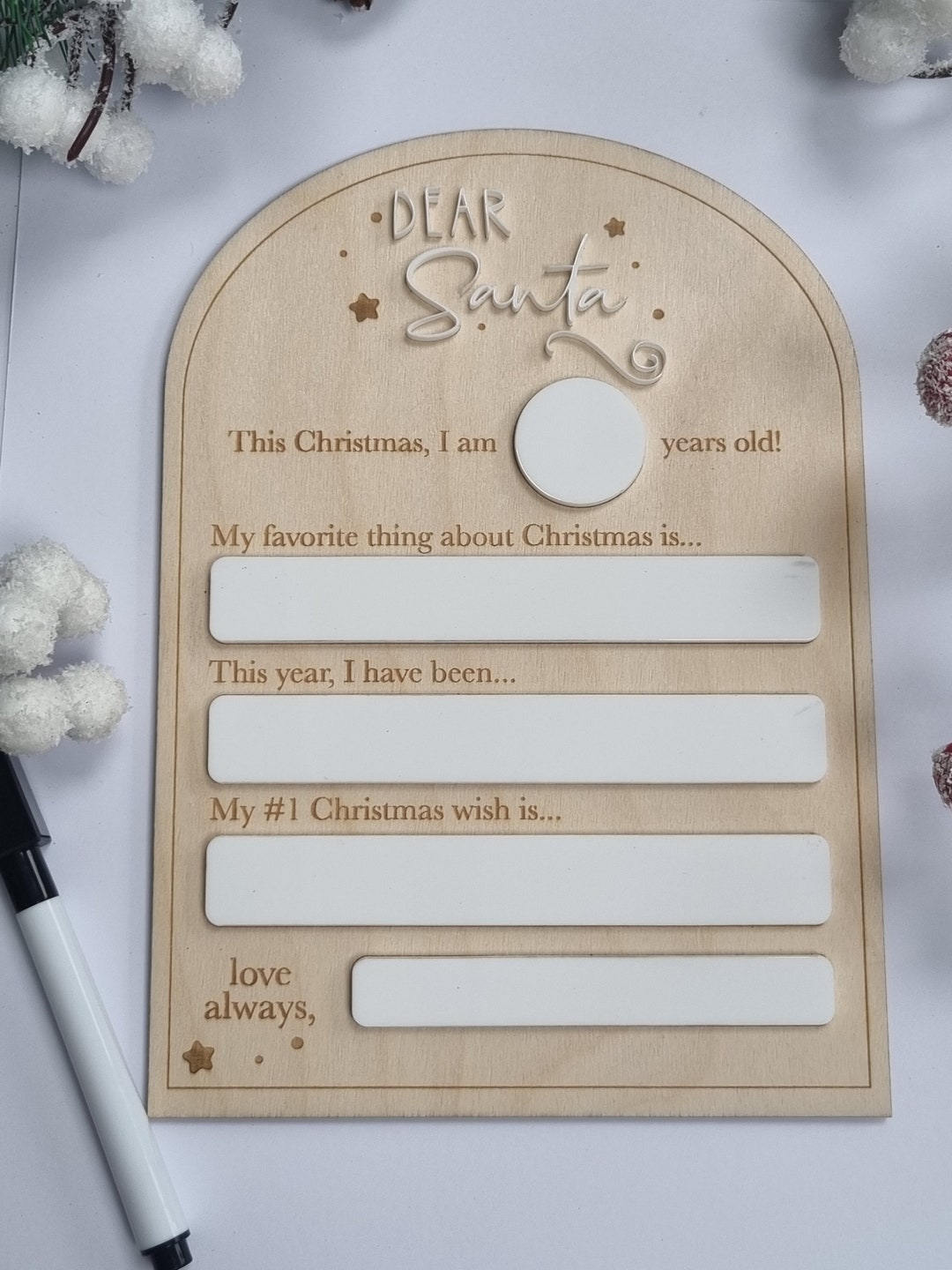Dear Santa Christmas Wish List, Wooden Wishlist, Dear Santa Board, Dear ...