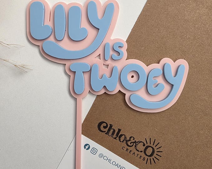 Bluey Twoey Happy Birthday Cake Topper - Etsy