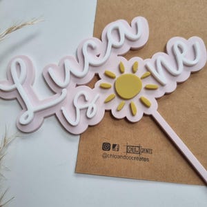 Acrylic Sun Cake Topper, Personalised First Birthday Cake Topper, is ...