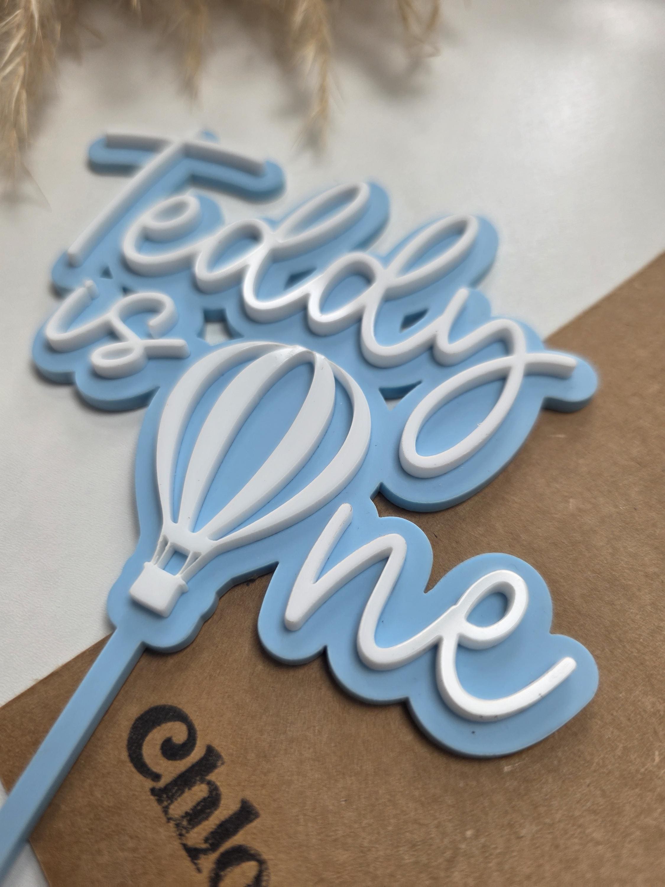 Acrylic Hot Air Balloon Cake Topper, Personalised First Birthday Cake ...