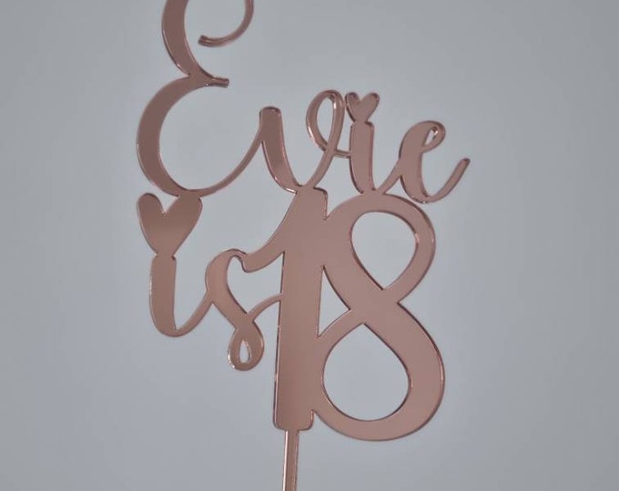 Personalised 18th Birthday Cake Topper, Rose Gold Cake Topper ...