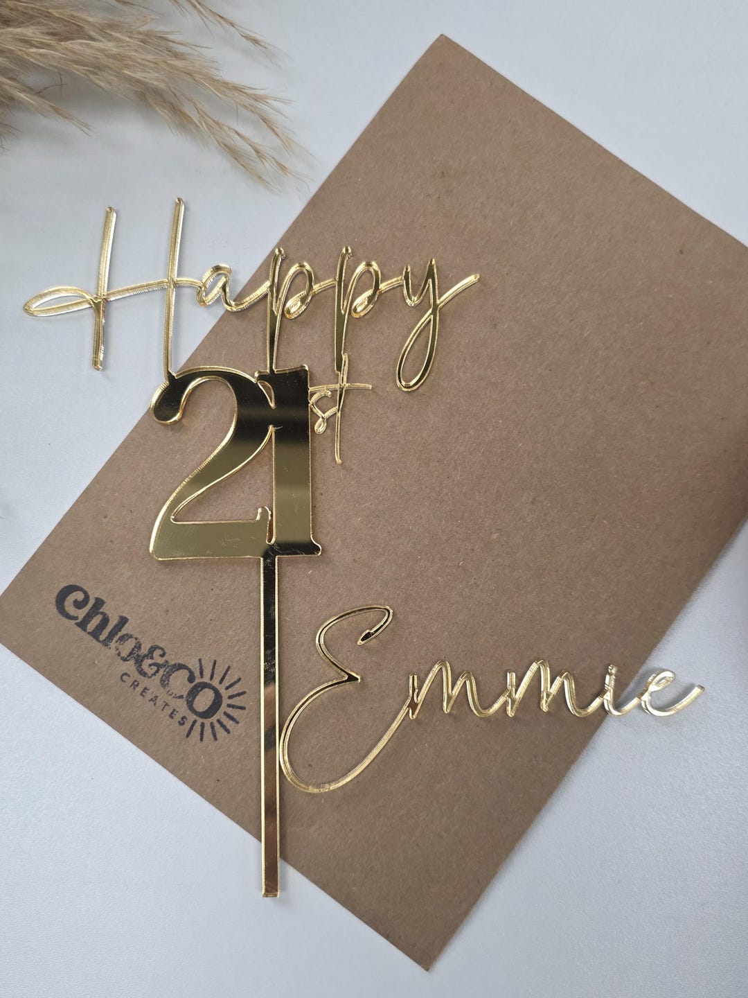 Acrylic Happy 21st Birthday Cake Topper and Name Cake Charm, Gold ...