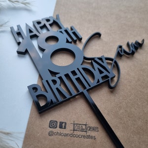 Acrylic Happy 18th Birthday Cake Topper, Personalised 18th Cake Topper ...
