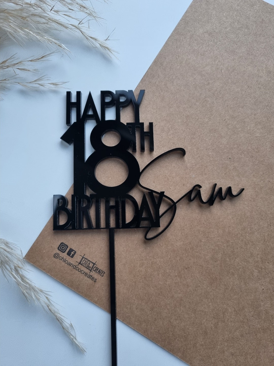 Acrylic Happy 18th Birthday Cake Topper, Personalised 18th Cake Topper ...