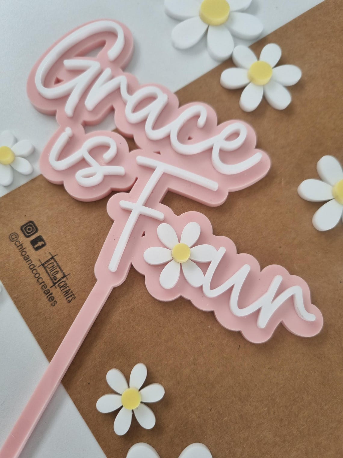 Acrylic Daisy Cake Topper, Personalised Fourth Birthday Cake Topper, is ...