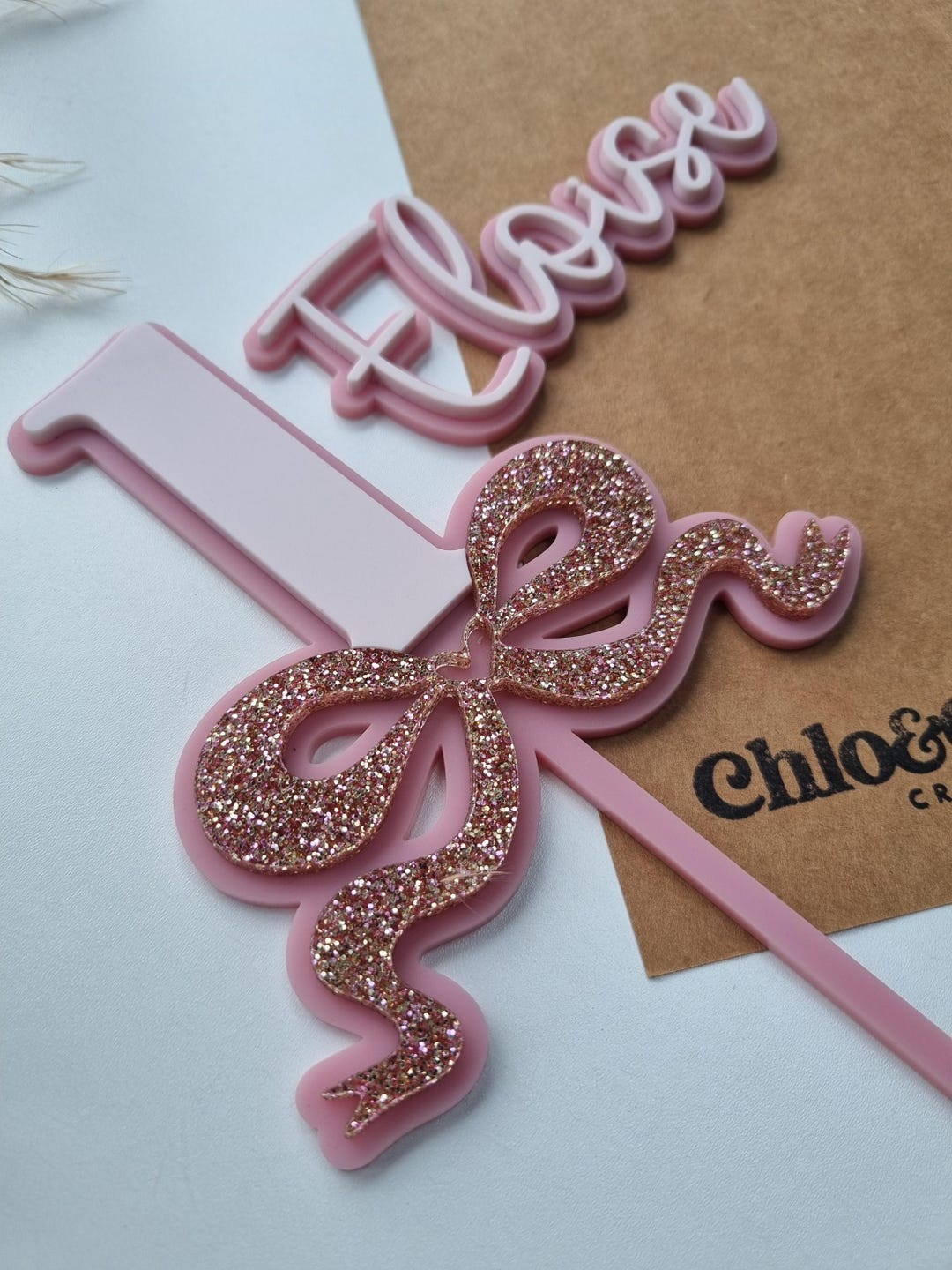 Acrylic Bow Cake Topper, Bow Cake Topper, Personalised Birthday Cake ...