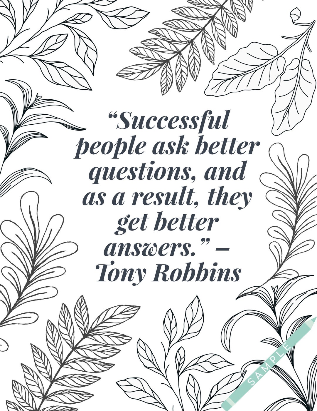 Colouring Page Tony Robbins Success Inspirational Quote - Etsy