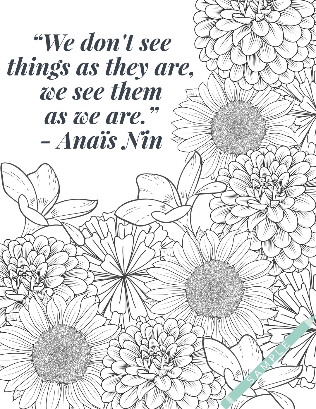 Colouring Page PDF Anaïs Nin Printable Colouring Page Point of View ...