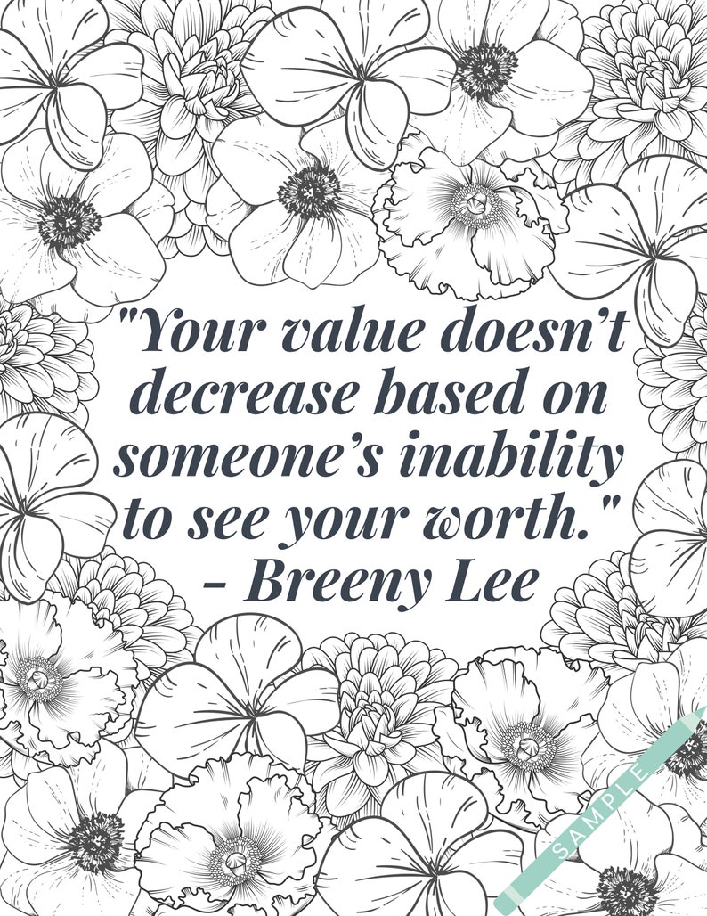 Colouring Page PDF Breeny Lee Relationships Self-love Love Self-worth ...