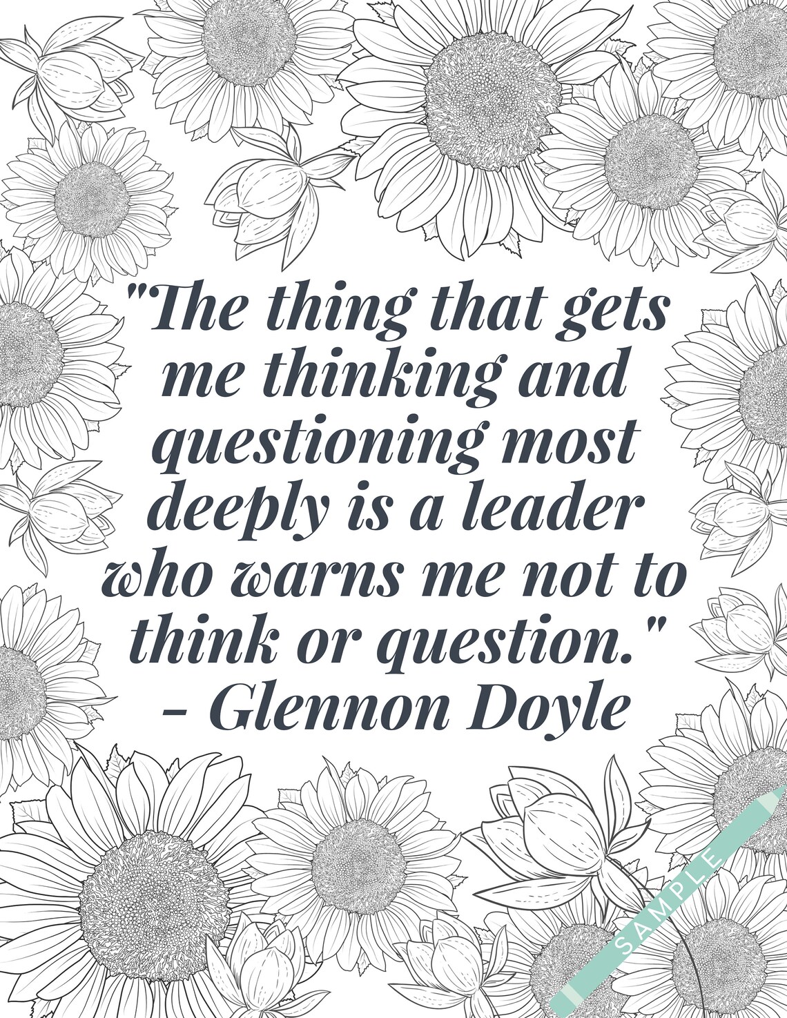 Colouring Page (PDF) - Glennon Doyle - Printable Colouring Page ...