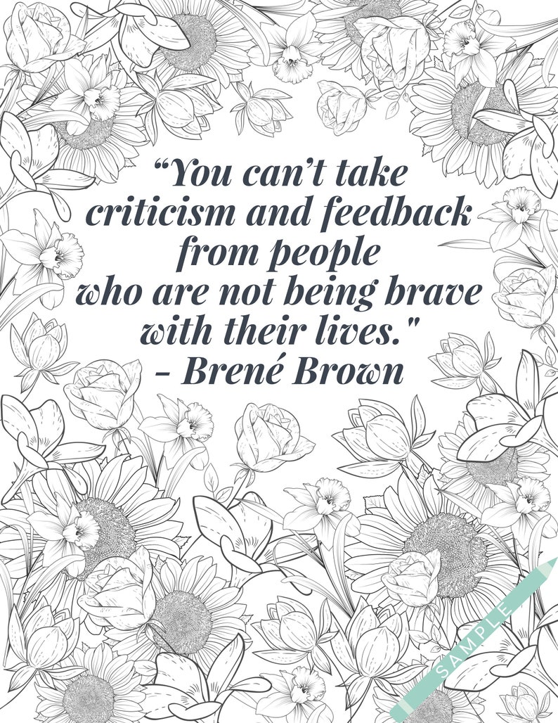 Colouring Page (PDF) - Brené Brown - Printable Colouring Page - Bravery ...