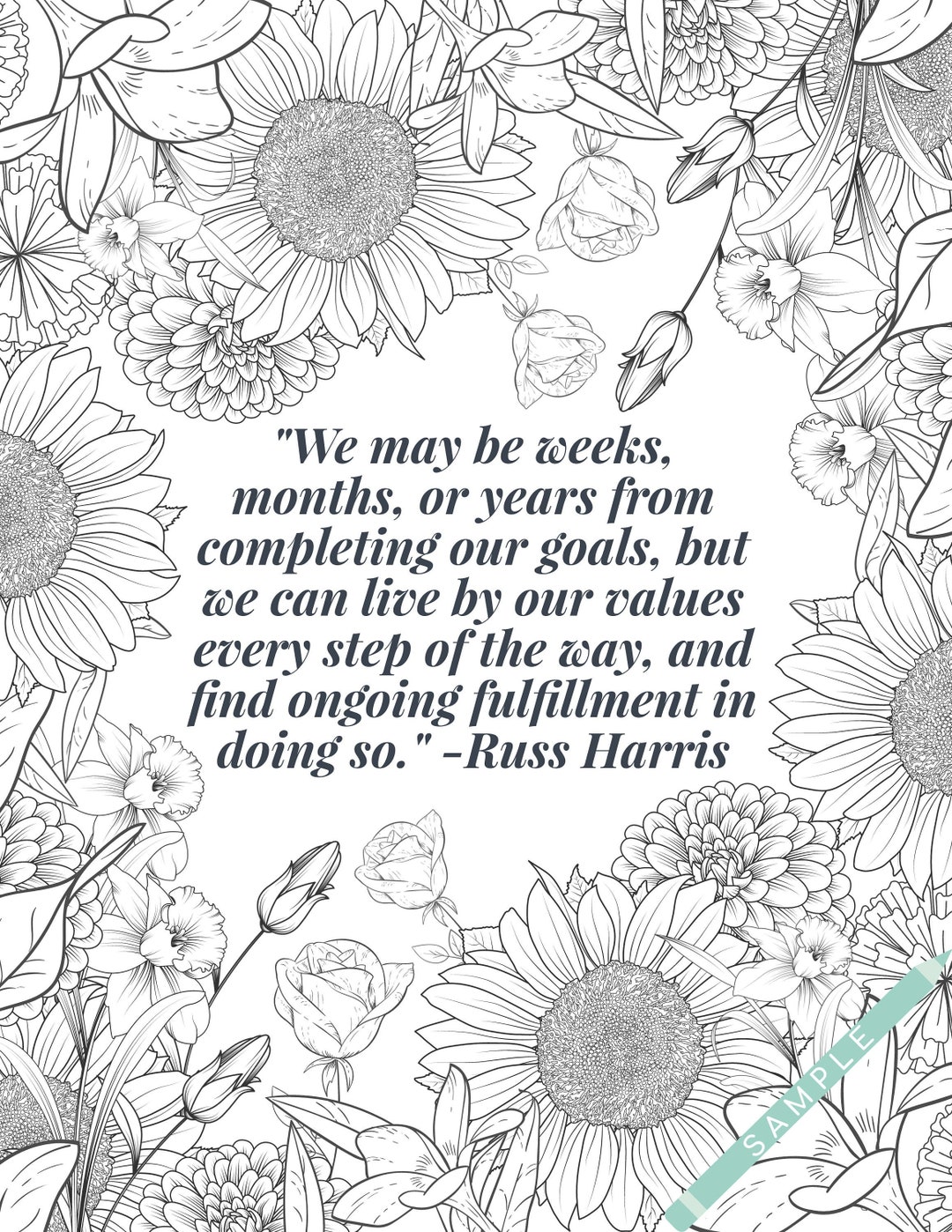 Colouring Page Achieving Goals Living by Your Values - Etsy