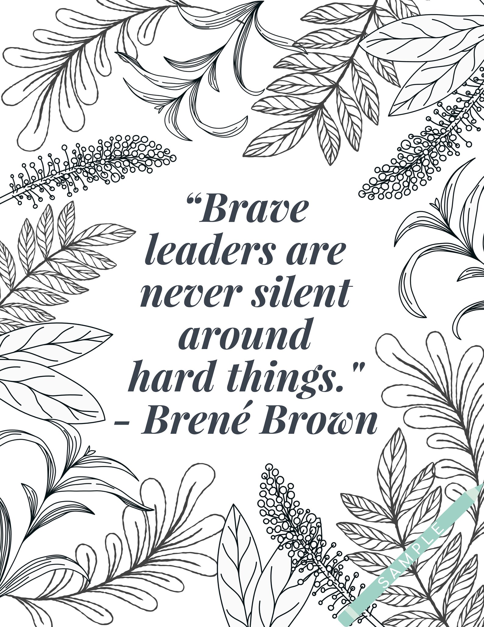 Colouring Page PDF Brené Brown Printable Colouring Page Being Brave ...