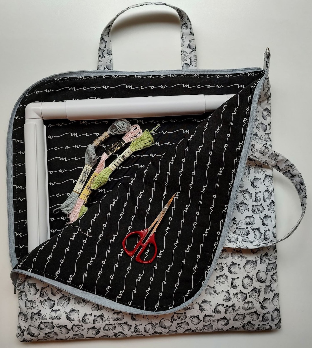 Q-snap and Scroll Frame Project Bag- Cross Stitch Project Bag- Q-snap ...
