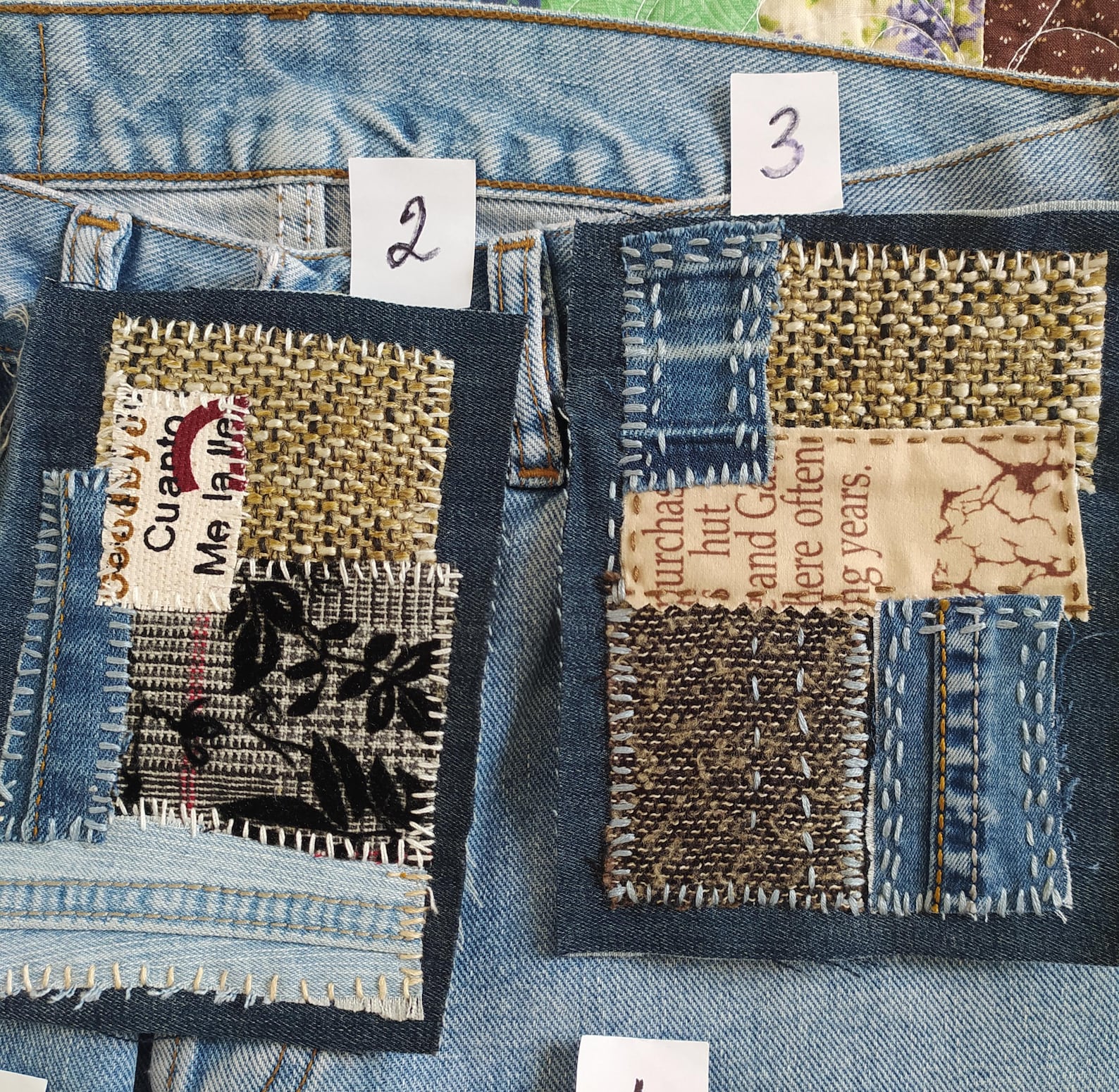 Embroidered Denim Patch, Hand Embroidery, Denim Stitch Patch, Handmade ...