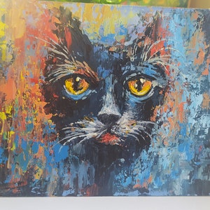 Cat Abstract Art, Impasto Cat, Palette Knife Painting, Impasto Oil, Cat ...