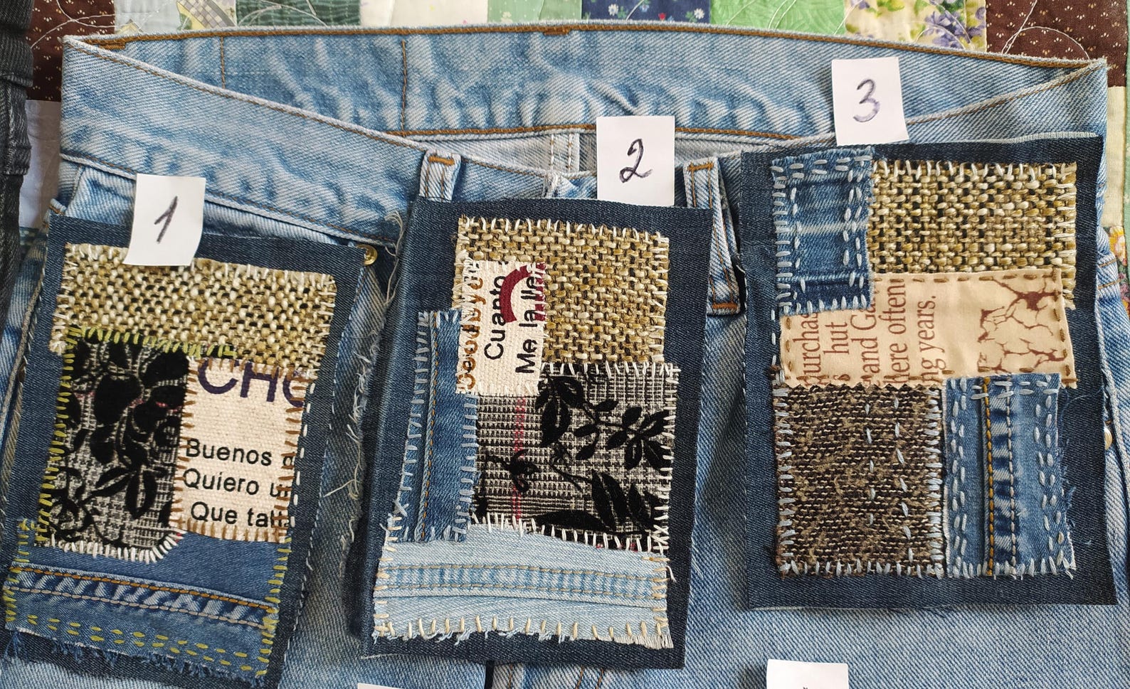 Embroidered Denim Patch, Hand Embroidery, Denim Stitch Patch, Handmade ...