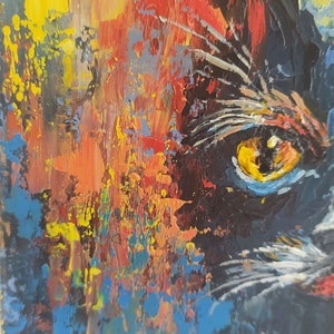 Cat Abstract Art, Impasto Cat, Palette Knife Painting, Impasto Oil, Cat ...