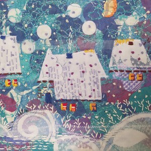 Textile Panel, Winter Landscape, Landscape With Houses, Houses in the ...