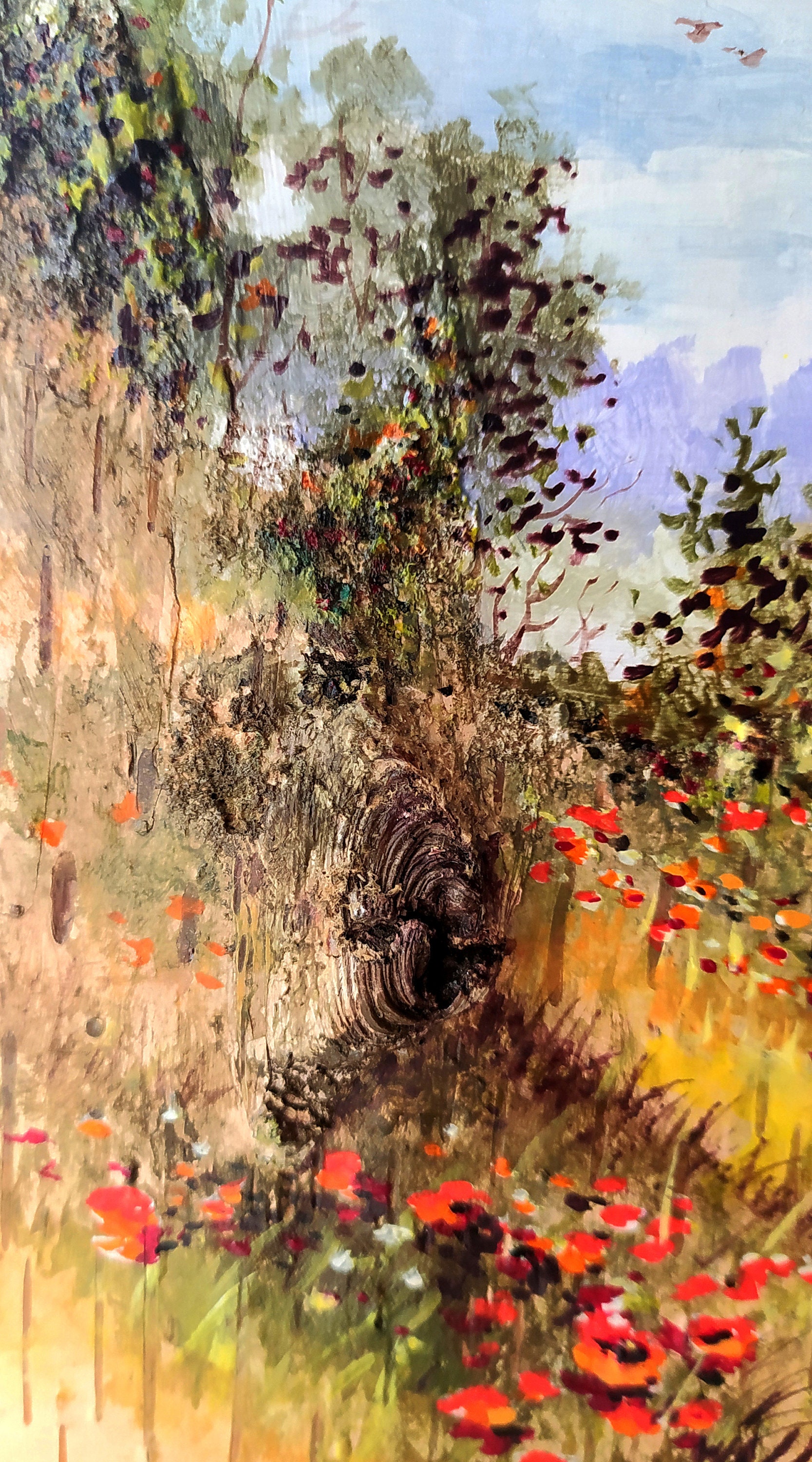 Bark Wall Art, Painting on Birch Bark, Picture Made of Wood, Original ...