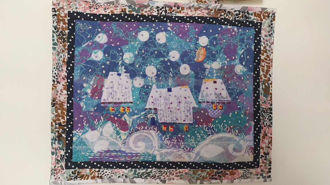 Textile Panel, Winter Landscape, Landscape With Houses, Houses in the ...