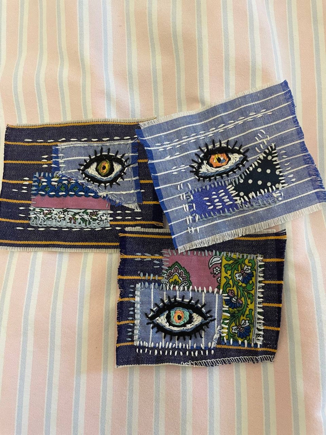 Eyes Clothes Bag Patches, Embroidered Denim Patch, Hand Embroidery ...