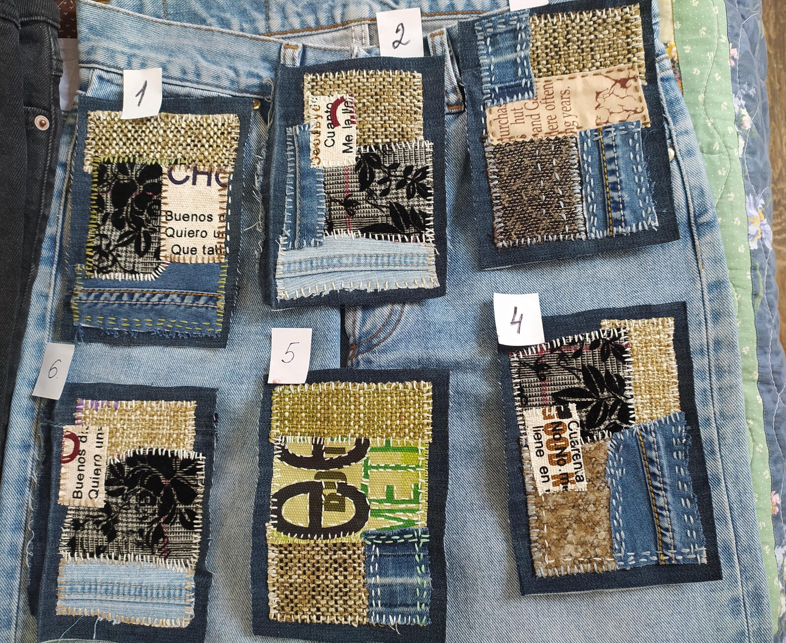 Embroidered Denim Patch, Hand Embroidery, Denim Stitch Patch, Handmade ...