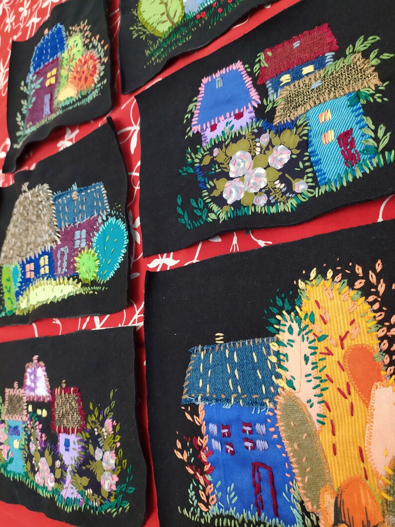 Patch Panel Fabric Piece Applique Embroidery Applique Hand Embroidery ...