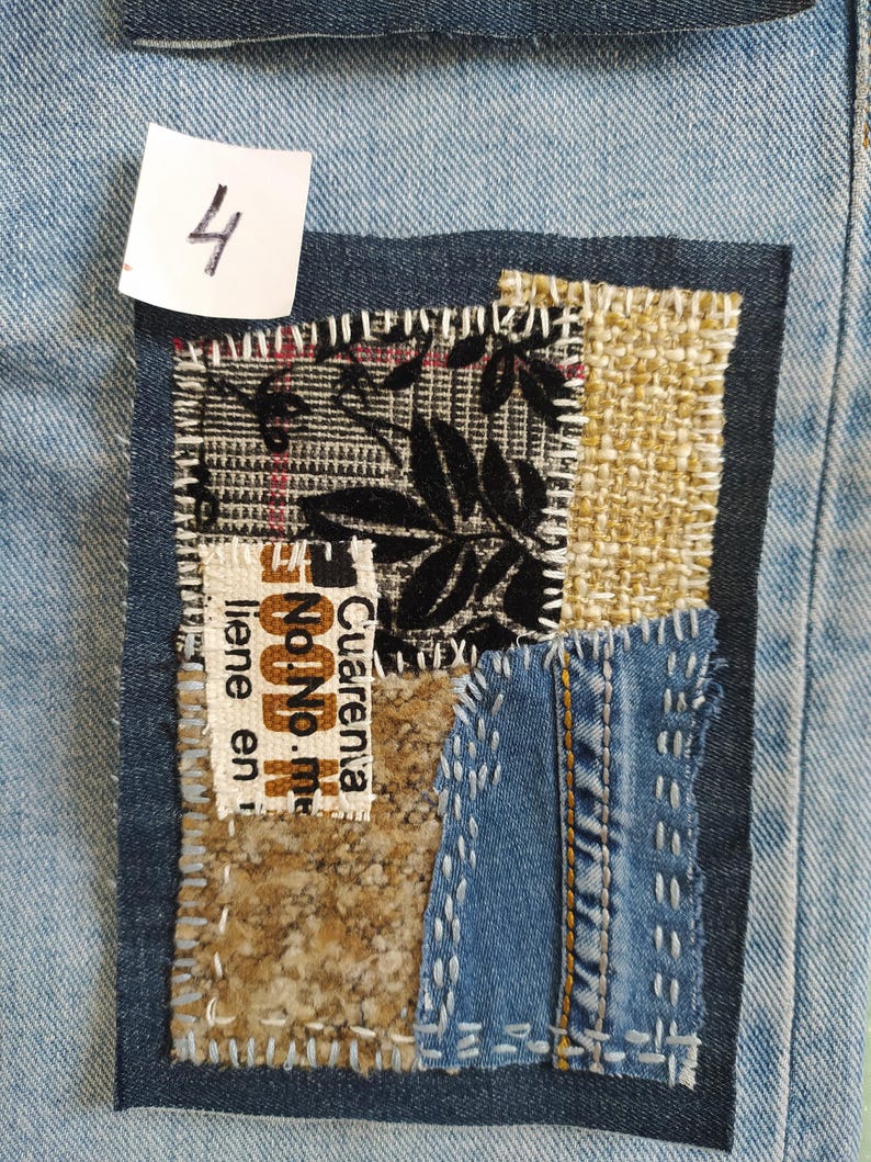 Embroidered Denim Patch, Hand Embroidery, Denim Stitch Patch, Handmade ...