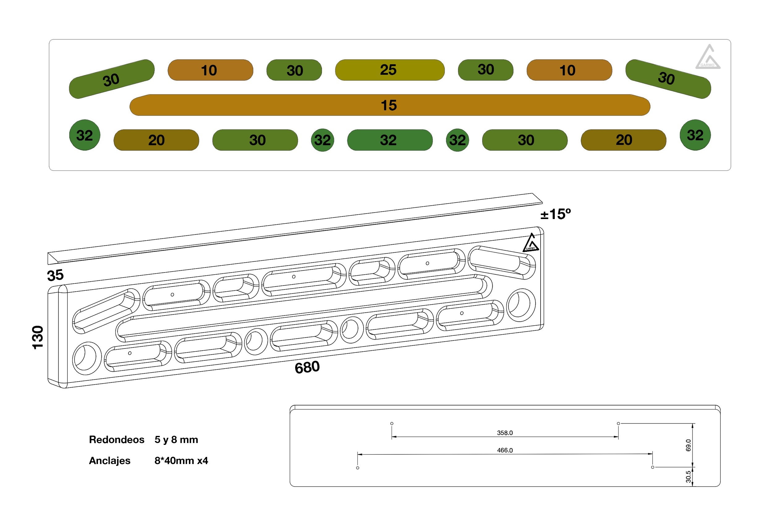 Hangboard | Campusboard | Fingerboard | Multigrip | Wooden Climbing ...