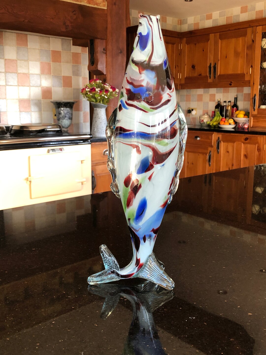 Vintage Art Glass Fish Vase - 39cm Tall - Etsy UK