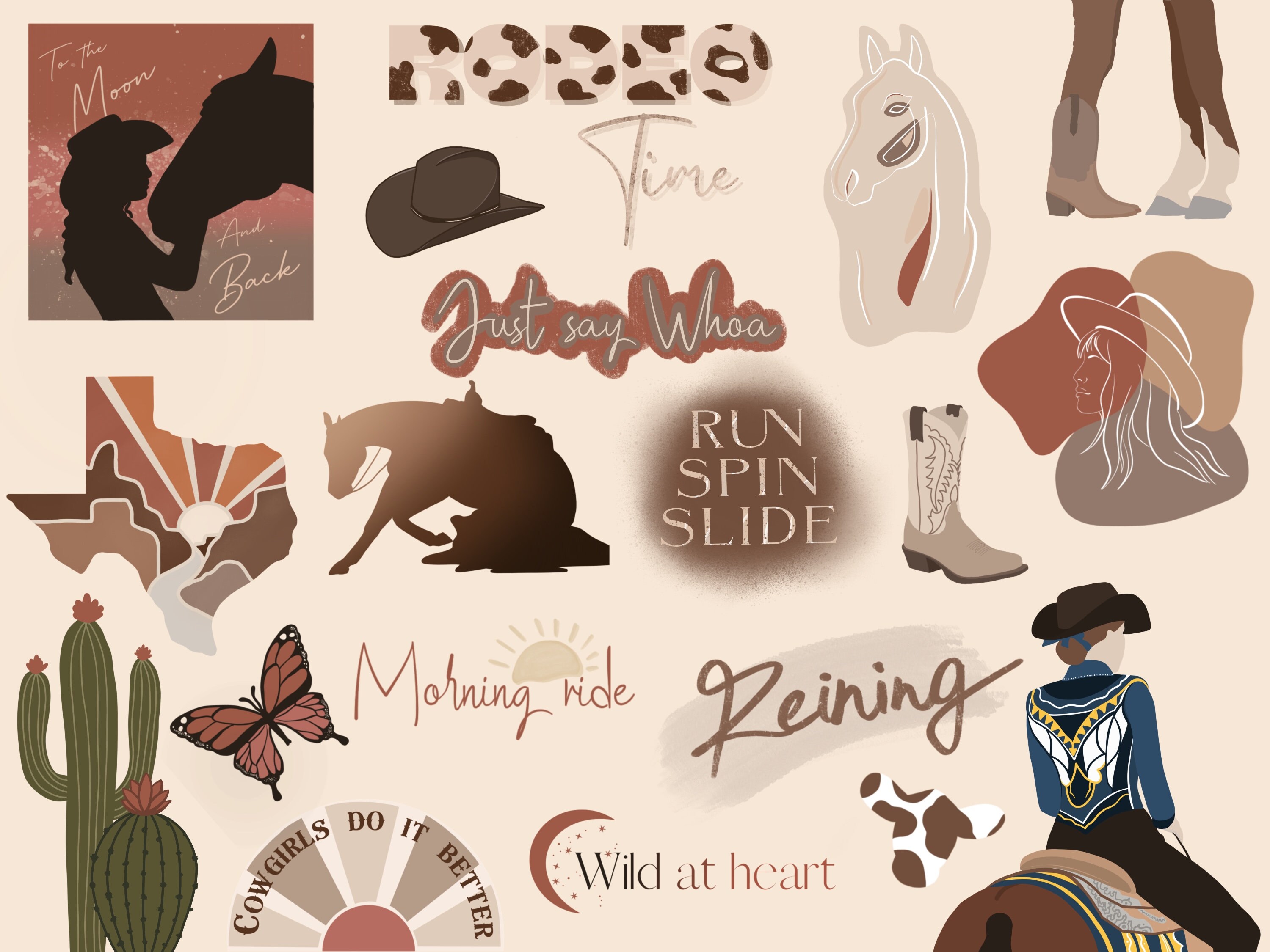 Western Horse Riding Clip Art Horseback Riding Horses - Etsy