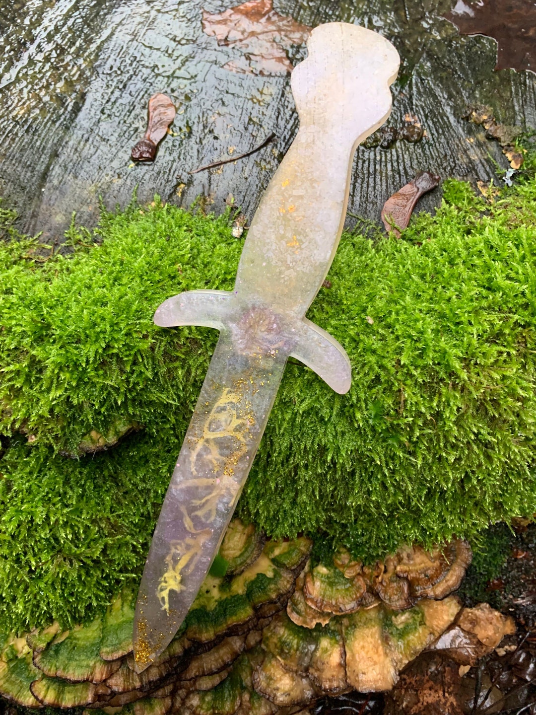 Pink Clover and Lichen Resin Dagger Wall Hanging - Etsy