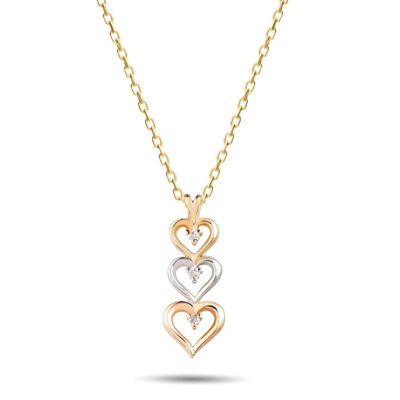 Triple Heart Pendant - Etsy