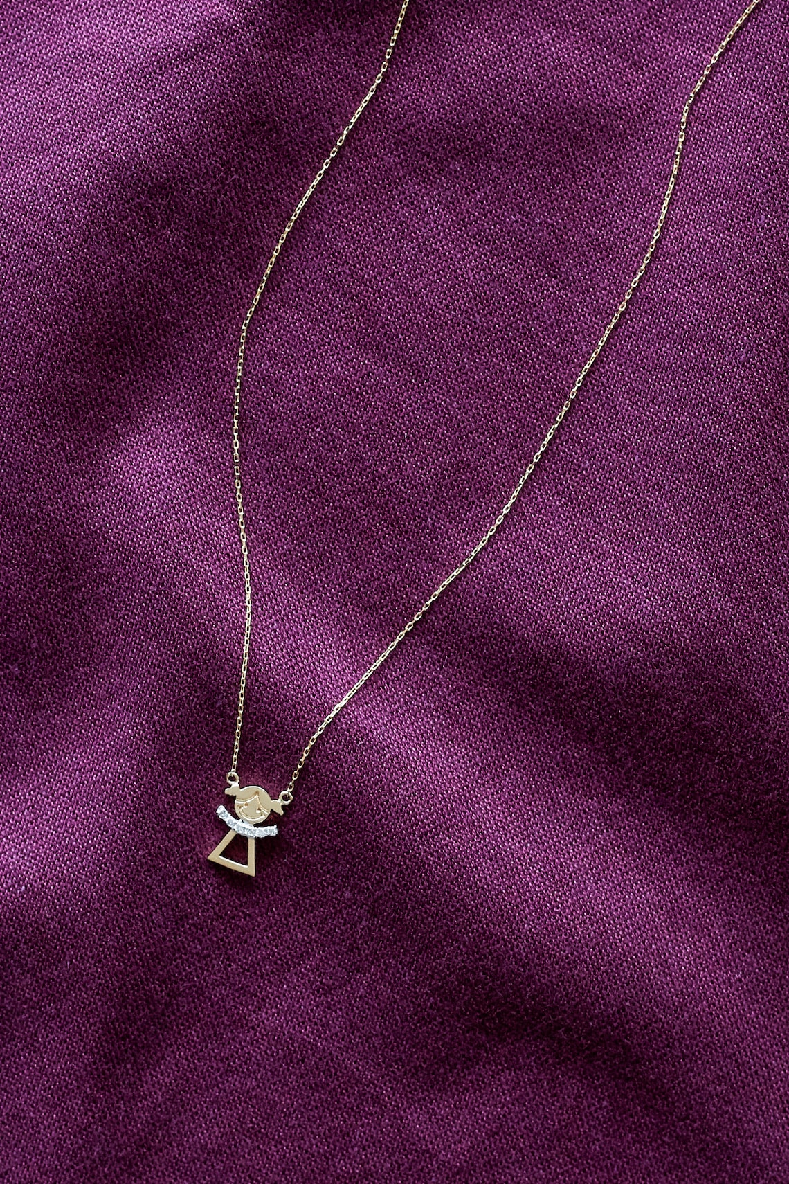 14k Gold Diamond Baby Girl Necklace 14K Child Necklace / Pretty Kids ...