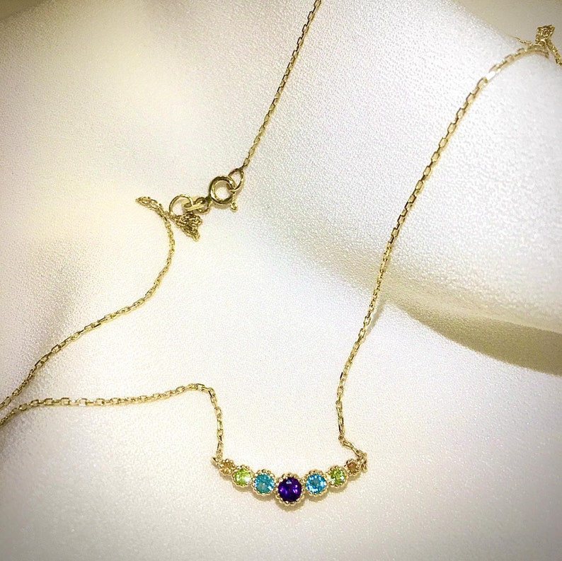 14K Gold Birthstone Necklace Personalized Gemstone Necklace - Etsy