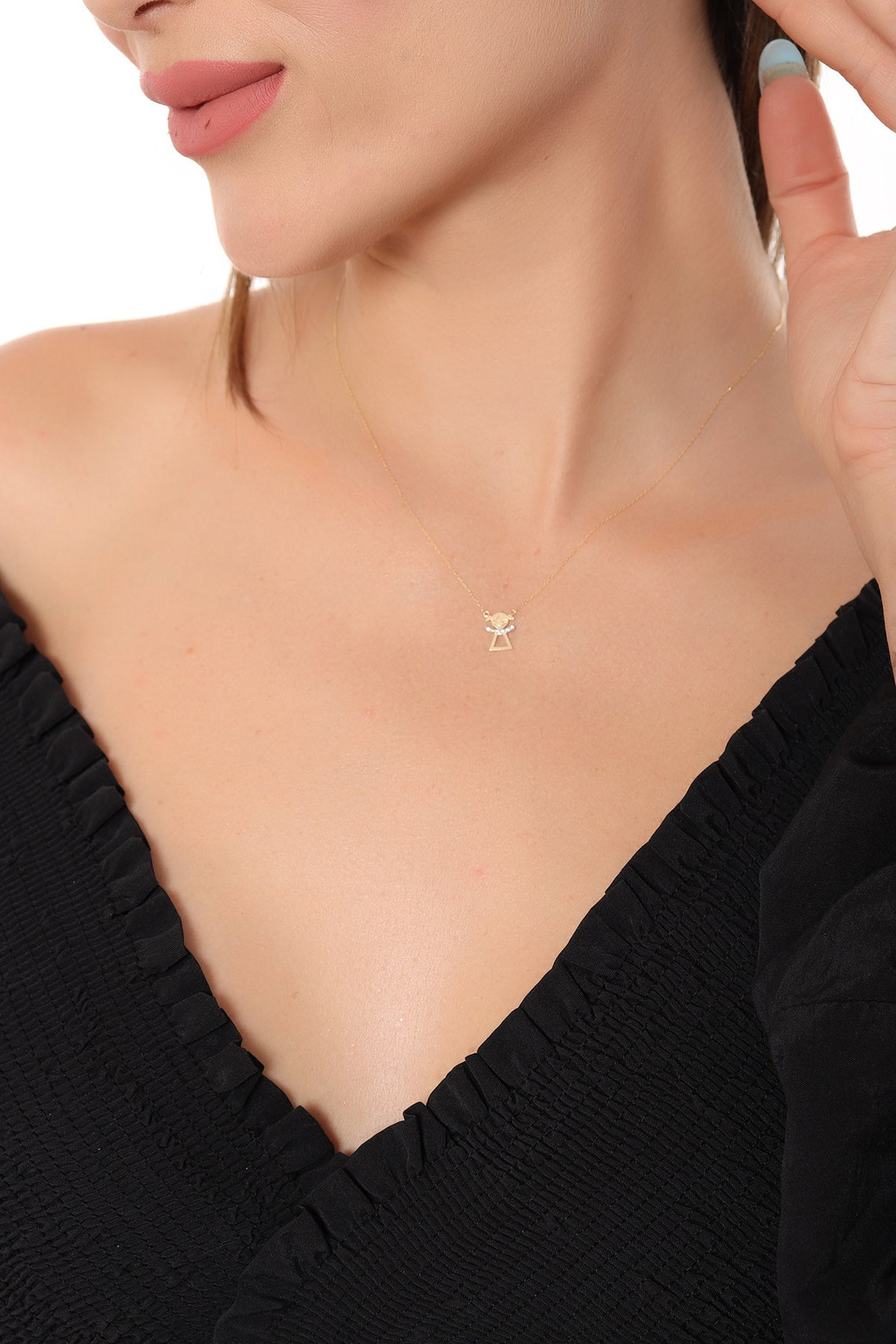 14k Gold Diamond Baby Girl Necklace 14K Child Necklace / Pretty Kids ...