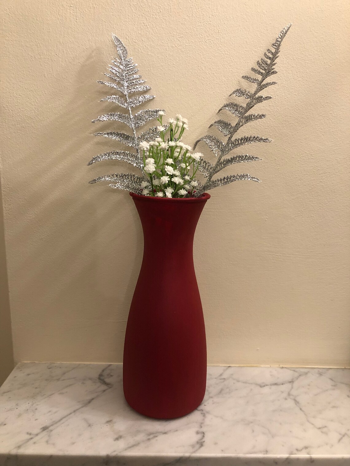 Burgundy Red Matt Textured Vase Tall Vase 25cm Valentine - Etsy