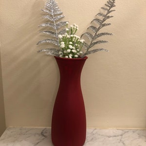 Burgundy Red Matt Textured Vase Tall Vase 25cm, Valentine Decor ...